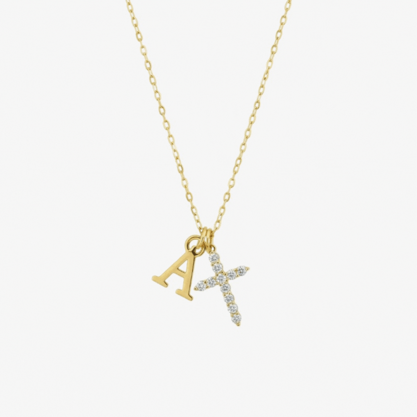 Initial Crystal Cross Necklace – Neo Saints